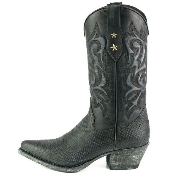 Botas con grabados de pitón negro Alabama Negro de Mayura